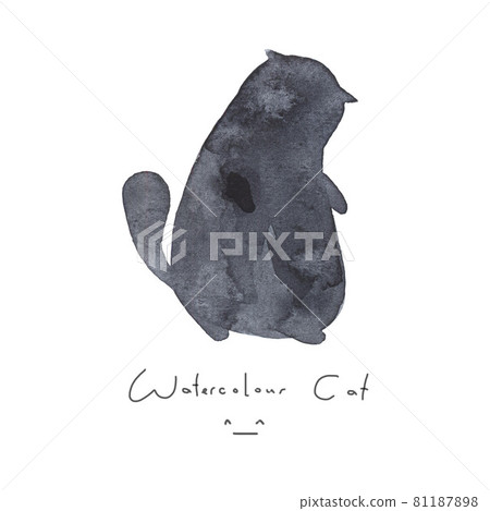 Watercolour gray black cat isolated on white... - Stock Illustration ...