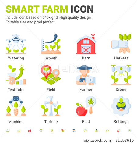 Vector smart farm icon set isolated on white... - Stock Illustration ...