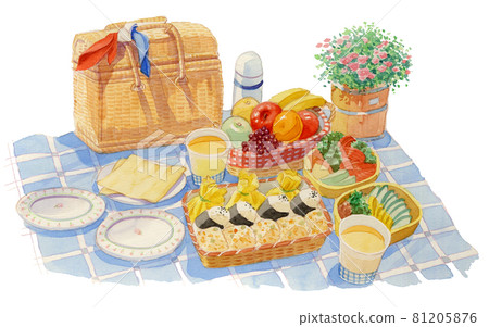 Watercolor: picnic and lunch - Stock Illustration [81205876] - PIXTA