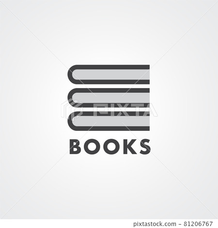 Minimal book stack logo for bookstores,... - Stock Illustration ...