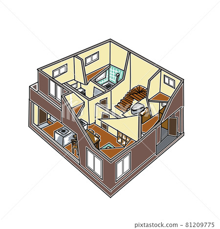 Isometrics, single-family homes, windows - Stock Illustration [81209775 ...