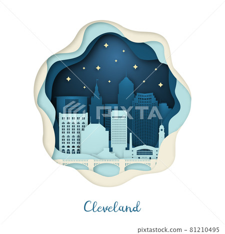 Paper art illustration of Cleveland. - Stock Illustration [81210495 ...