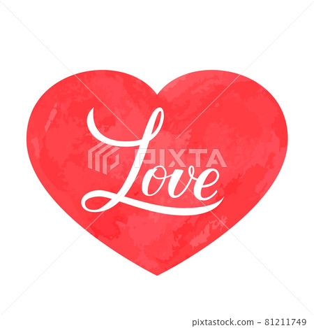 Love calligraphy lettering written on red... - Stock Illustration ...