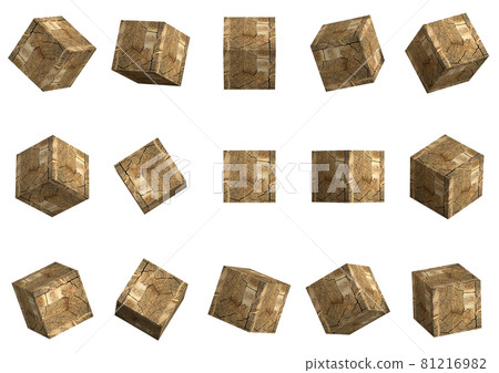 Wood grain cube graphic material - Stock Illustration [81216982] - PIXTA