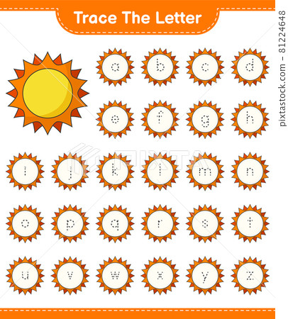 Trace the letter. Tracing letter with Sun.... - Stock Illustration ...