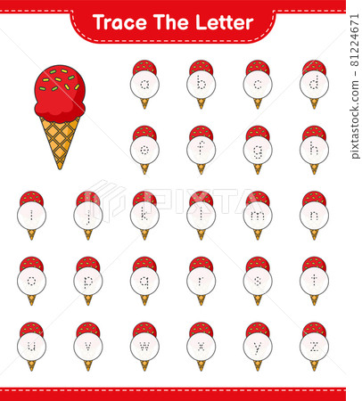 Trace the letter. Tracing letter with Ice... - Stock Illustration ...