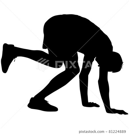 Silhouette people in different poses bent over... - Stock Illustration ...