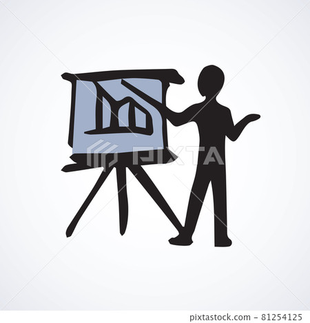 Lecturer at blackboard. Vector symbol-插圖素材 [81254125] - PIXTA圖庫