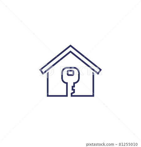 home and key line icon on white-插圖素材 [81255010] - PIXTA圖庫