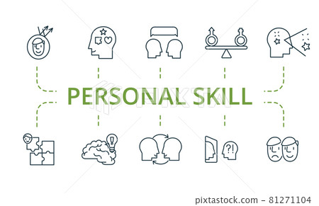 Personal Skill icon set. Contains editable... - Stock Illustration ...