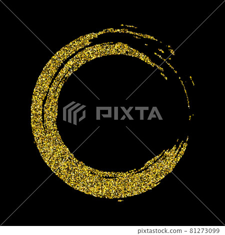 Brush vector stroke golden round frame on black... - Stock Illustration ...