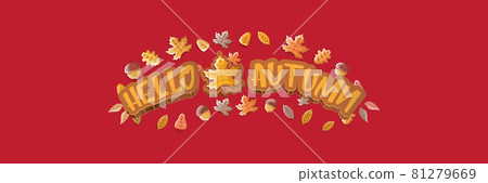 vector hello autumn horizontal banner or label... - Stock Illustration ...