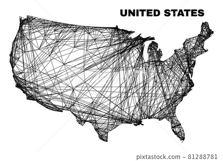 Linear Irregular Mesh United States Map - Stock Illustration [81288781 ...