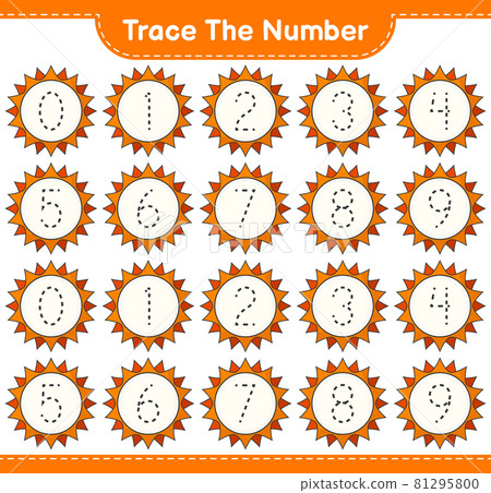 Trace the number. Tracing number with Sun.... - Stock Illustration ...