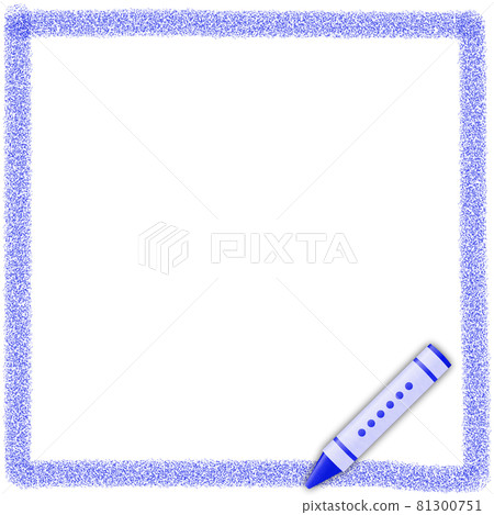 Square frame drawn with blue crayon - Stock Illustration [81300751] - PIXTA