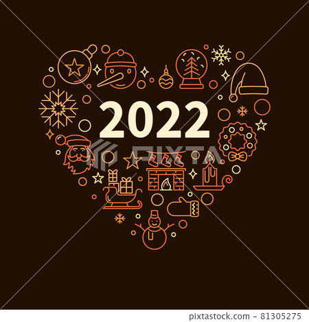 New 2022 Year Banner Round outline creative... - Stock Illustration ...