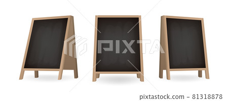 Set of black chalkboard a-frame standees in... - Stock Illustration ...