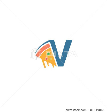 Letter V with pizza icon logo vector - Stock Illustration [81319868 ...