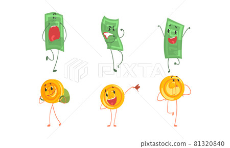 Cute Money Banknotes and Coins Characters Set,...-插圖素材 [81320840] - PIXTA圖庫