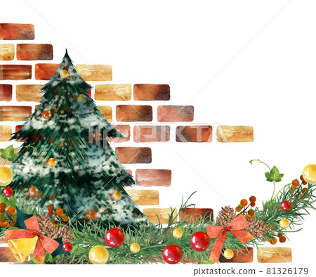 Christmas decoration brick background - Stock Illustration [81326179 ...