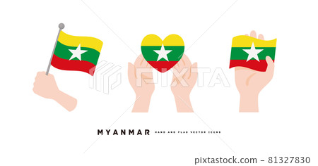 [Myanmar] hand and national flag icon vector... - Stock Illustration ...