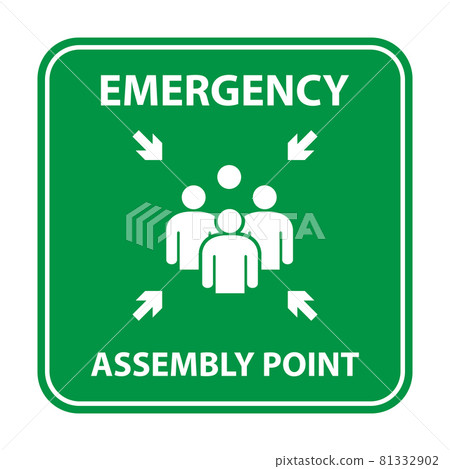 Emergency assembly point sign, gathering point... - Stock Illustration ...