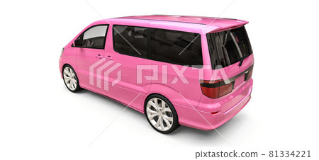 Pink small minivan for transportation of... - Stock Illustration ...