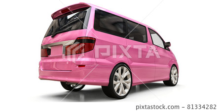 Pink small minivan for transportation of... - Stock Illustration ...