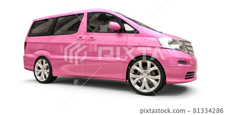 Pink small minivan for transportation of... - Stock Illustration ...