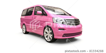 Pink small minivan for transportation of... - Stock Illustration ...