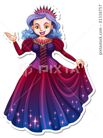Beautiful queen cartoon character sticker - Stock Illustration ...