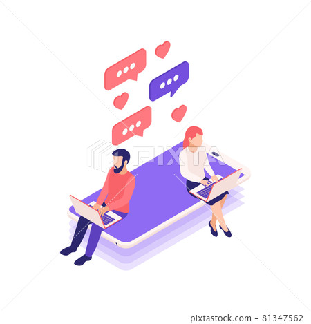 Messaging Lovers Isometric Composition - Stock Illustration [81347562 ...
