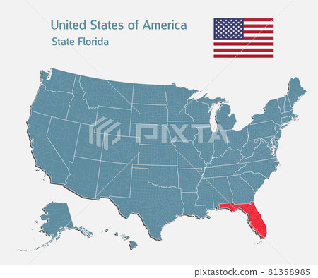 Vector map country USA and state Florida - Stock Illustration [81358985 ...