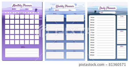 Monthly, Weekly, Daily Planner template vector.... - Stock Illustration ...