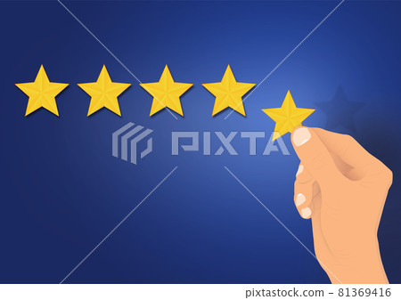 Hand giving golden five star rating, business... - Stock Illustration ...
