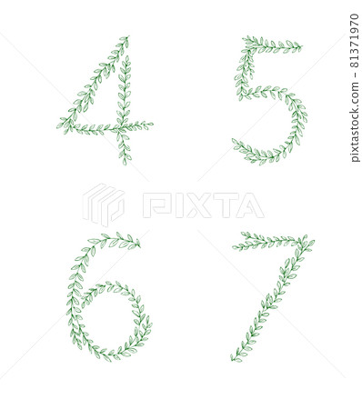 Green tree branch set of figures numbers.... - Stock Illustration ...