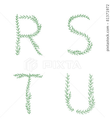 Green tree branch set of letters. Alphabet abc... - Stock Illustration ...