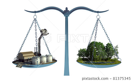 Industry and nature in the balance-插圖素材 [81375345] - PIXTA圖庫