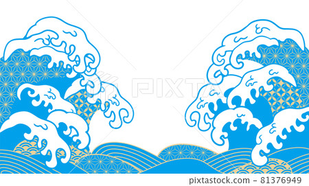 Japanese style wave illustration - Stock Illustration [81376949] - PIXTA