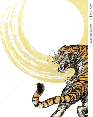 Japanese style tiger background - Stock Illustration [81390786] - PIXTA