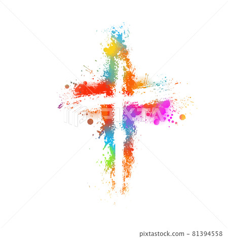 Multi-colored cross. Cross made of rainbow... - Stock Illustration ...