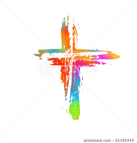 Multi-colored cross. Cross made of rainbow... - Stock Illustration ...