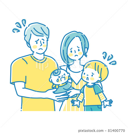 Crying baby and worried family - Stock Illustration [81400770] - PIXTA