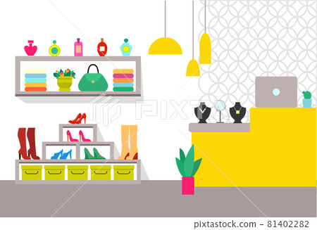 Clothing Store and Items, Vector Illustration - Stock Illustration ...