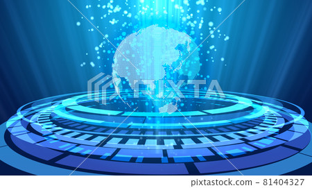 Blue concentric network background and earth - Stock Illustration ...