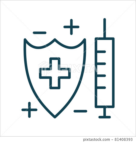 Vaccination and immunization line icon. Symbol... - Stock Illustration ...
