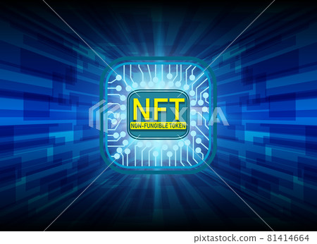 NFT non fungible tokens concept on technology... - Stock Illustration ...