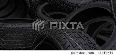 Tyres bulk header background. Black tires piles... - Stock Illustration ...