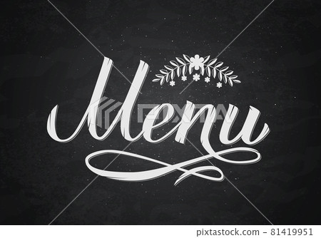 Menu hand written word with floral elements on... - Stock Illustration ...