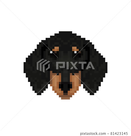 Dachshund dog head in pixel art style. - Stock Illustration [81423145 ...